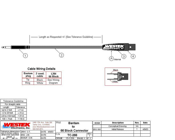 Bantam to 66 Block – Westek Electronics, a Tempo Communications Company